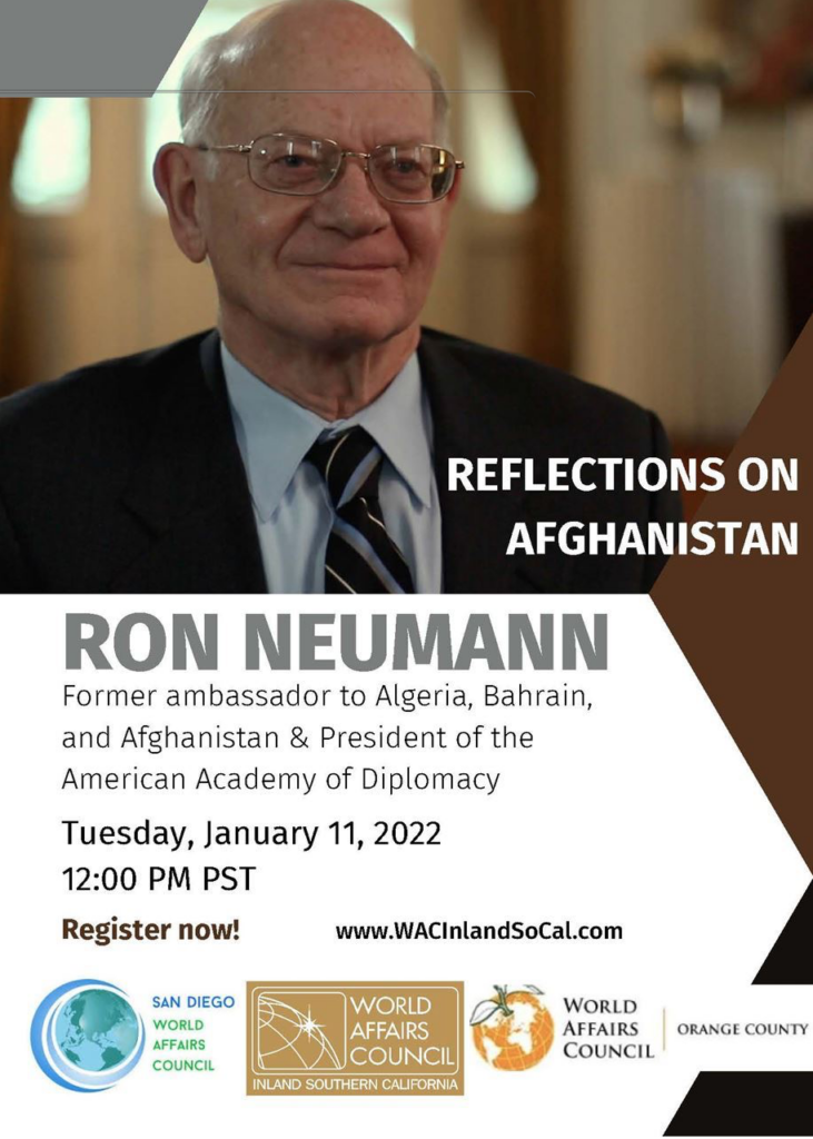 “Reflections on Afghanistan with Ambassador Ronald E. Neumann” - World ...