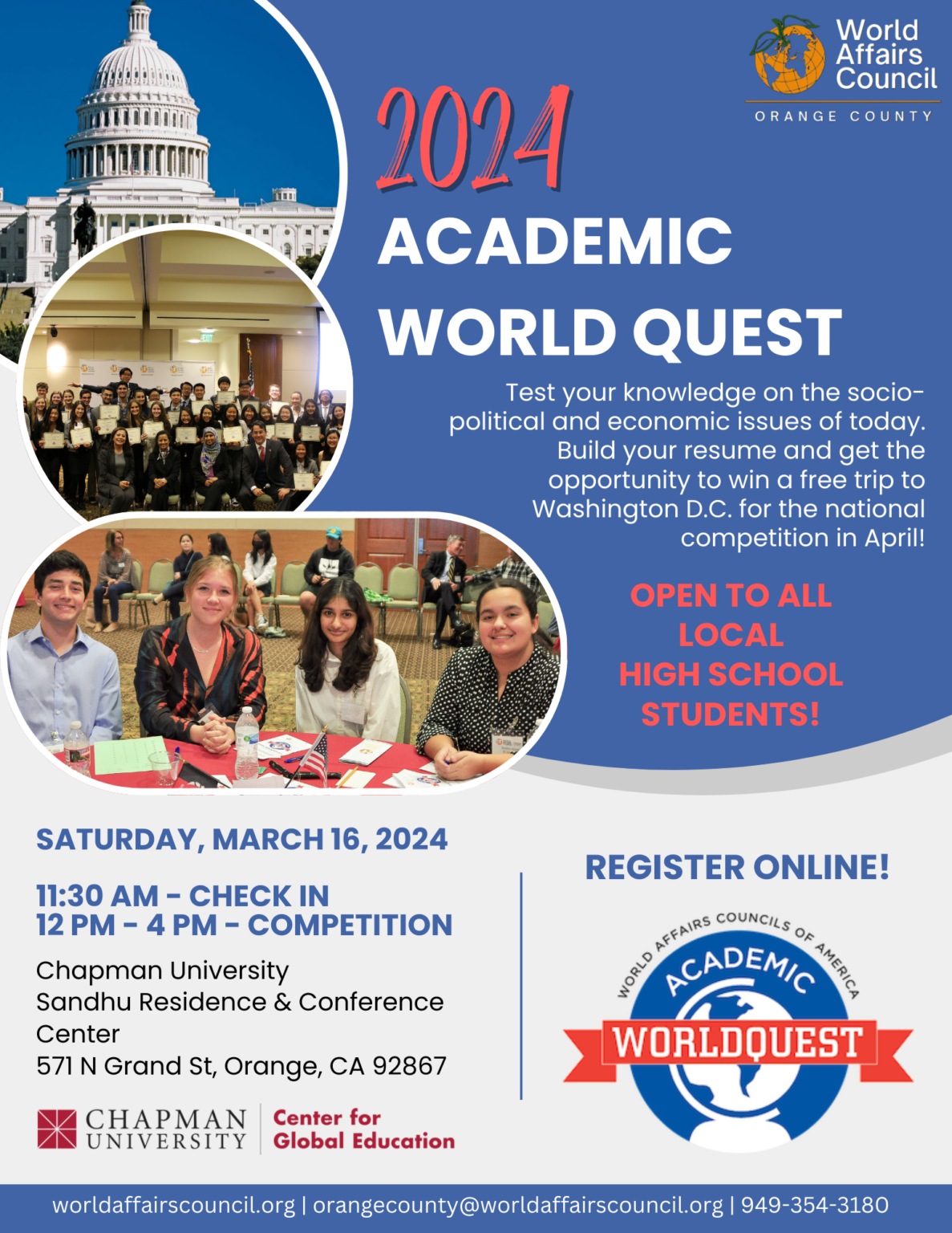 Academic World Quest 2024 - World Affairs Council of Orange County
