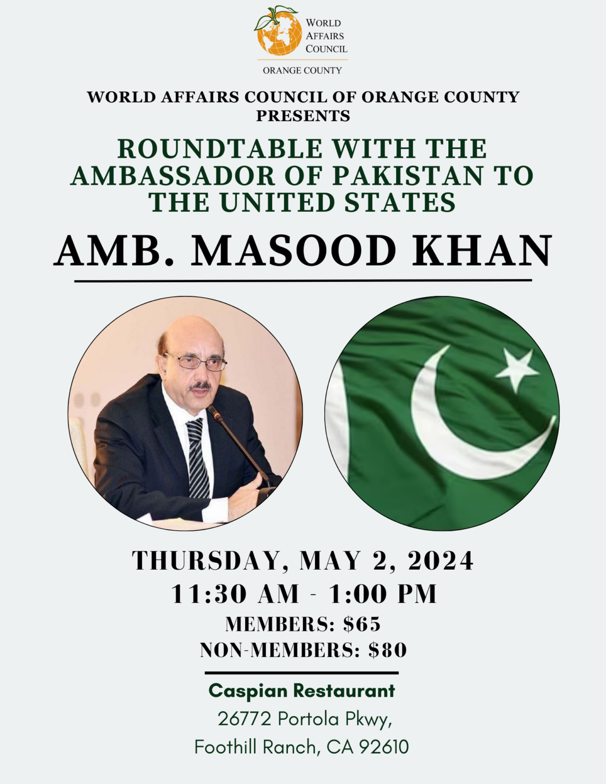 Ambassador of Pakistan to the U.S., Amb. Masood Khan - World Affairs ...